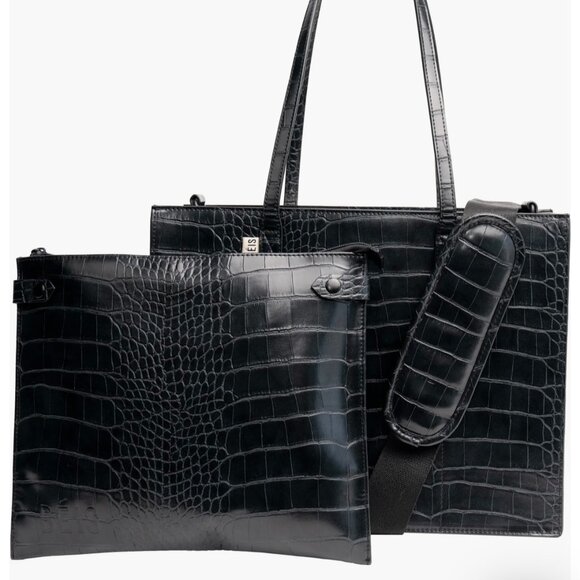 BEIS | Bags | Mini Work Croc Embossed Faux Leather Tote | Poshmark